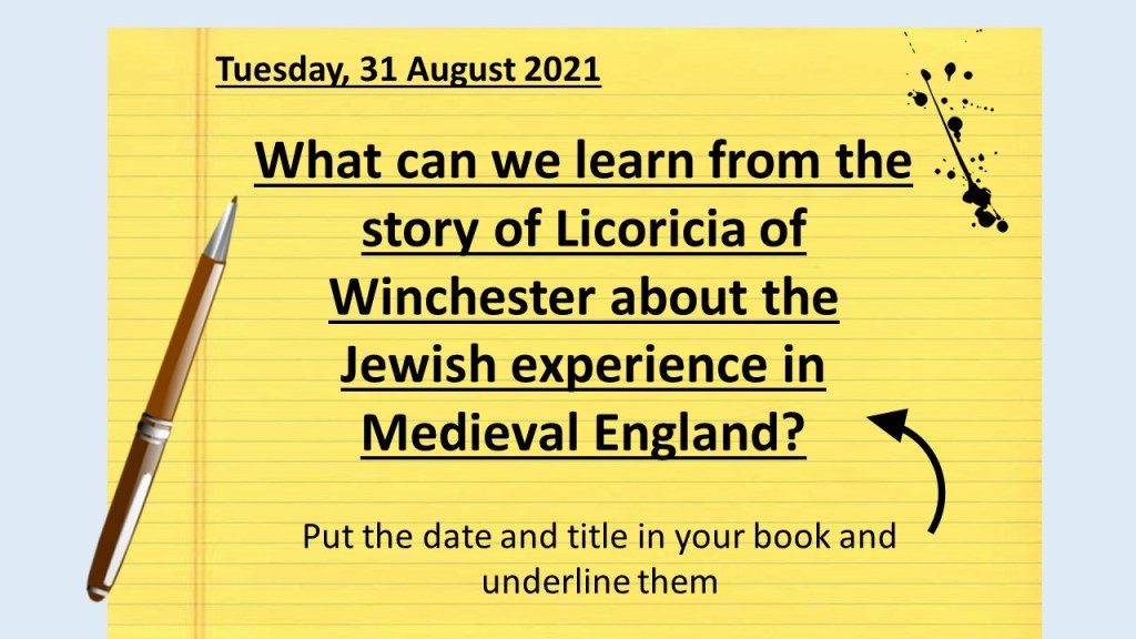 Lessons for Primary and Secondary Schools | Licoricia of Winchester